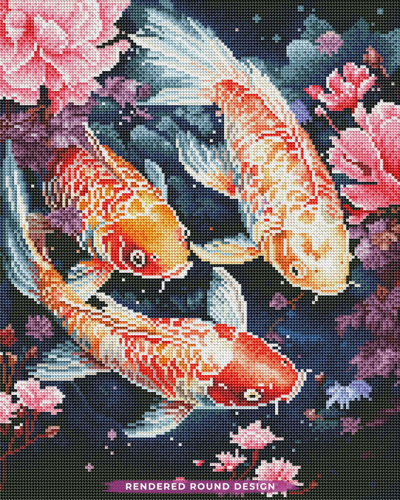 Koi Carp And Peach Flowers