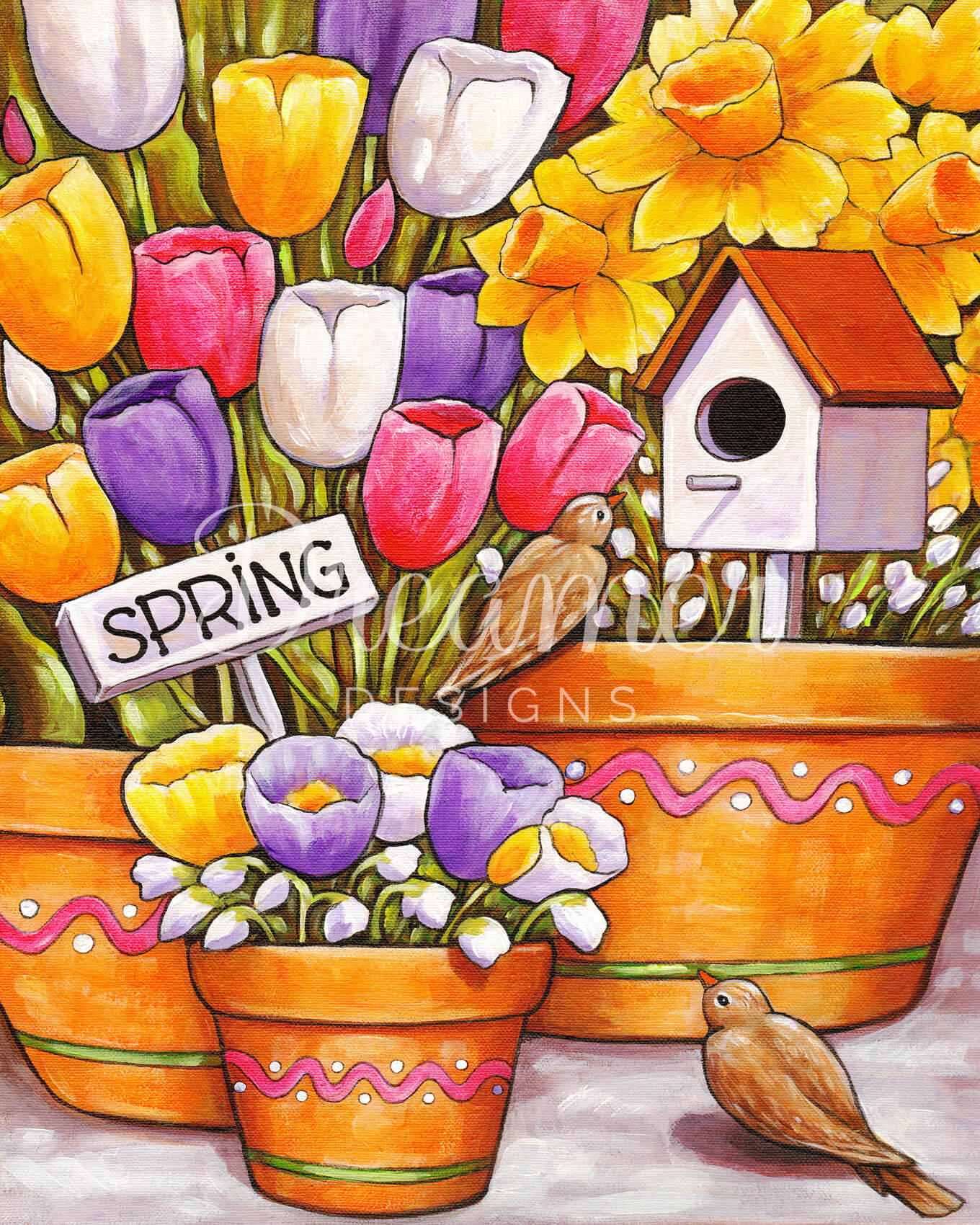 Spring Birds Flowers