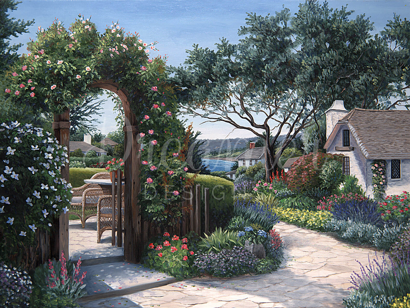 English Garden with Trellis 5D Diamond Art Kit - Dreamer Designs