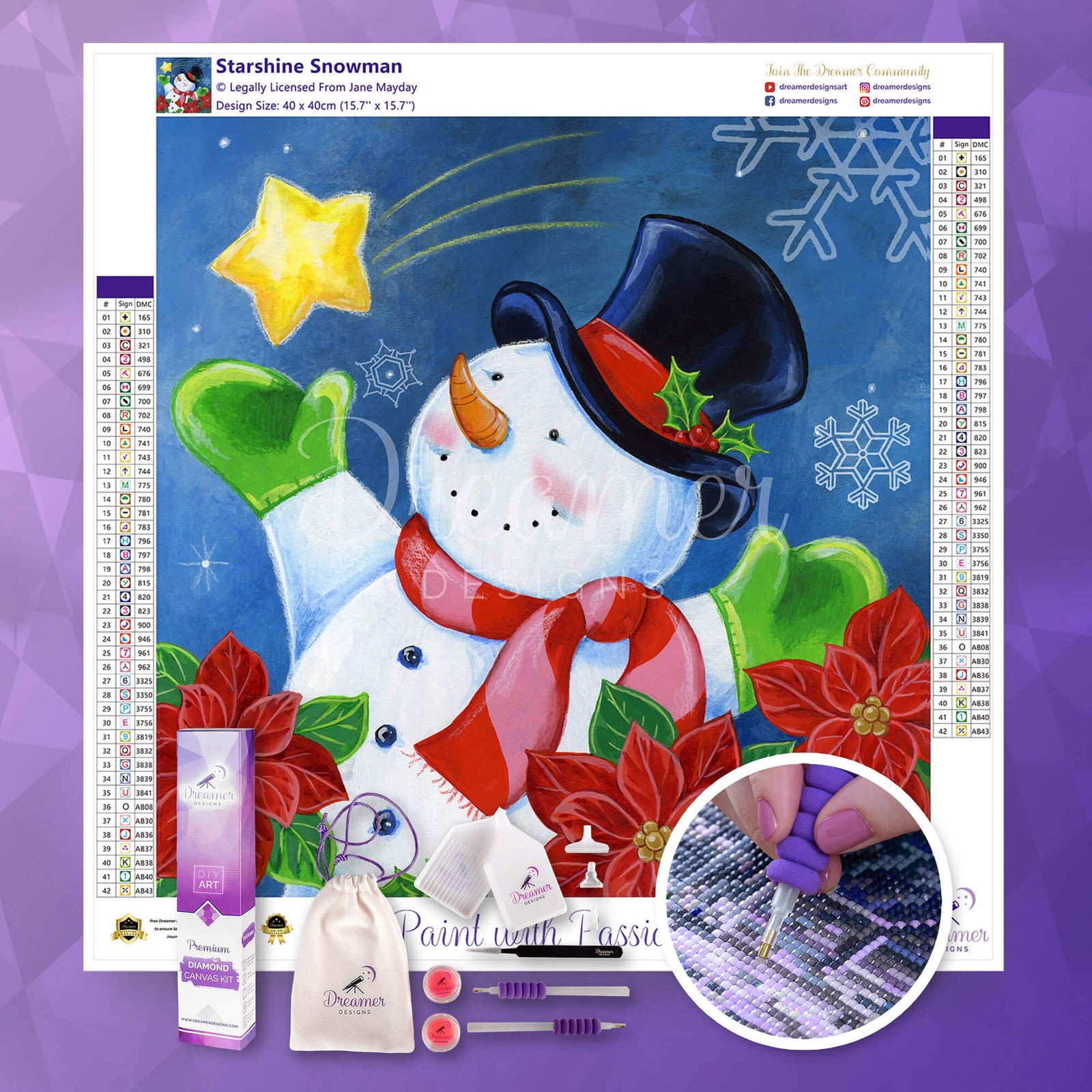 Starshine Snowman Full Drill Diamond Art Kit - Dreamer Designs