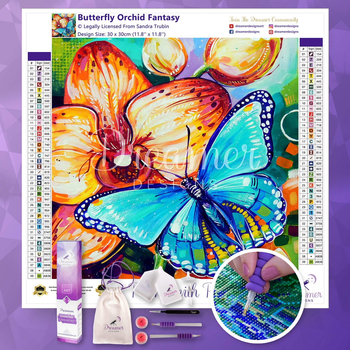 Butterfly Orchid Fantasy Diamond Painting Kit - Dreamer Designs